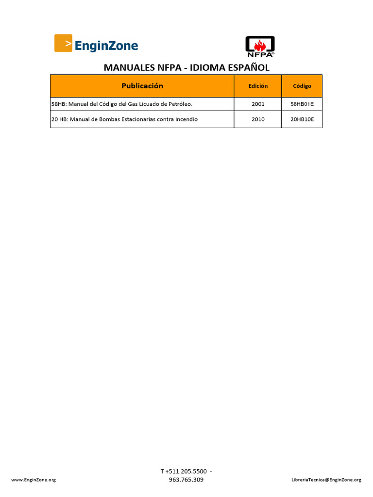 Catálogo Manuales NFPA - Español | PDF