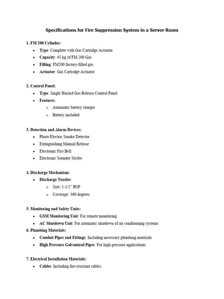 Specifications For Fire Suppression System | PDF | Plumbing | Firefighting