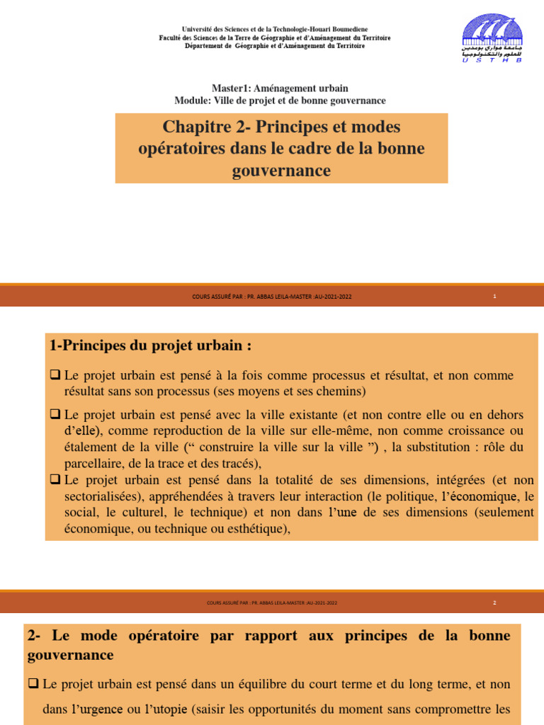Chapitres 2 Principes-Objectifs - Modes D'action Et Acteurs Du Projet ...