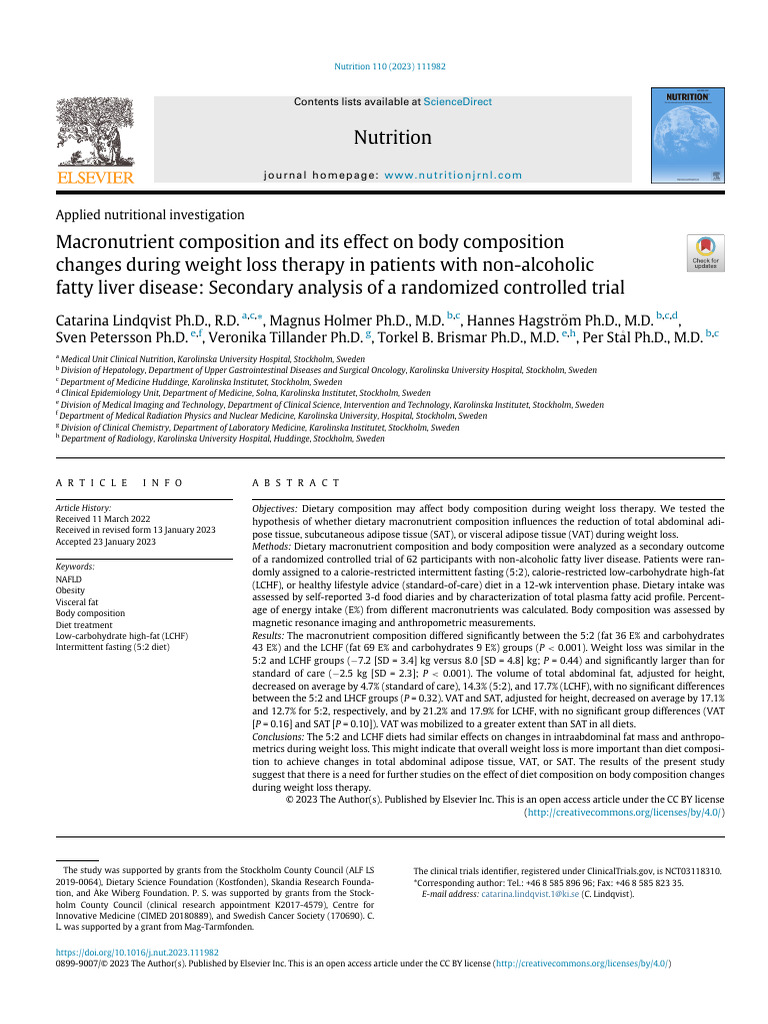 Macronutrient Composition and Its Effect On Body Composition Change ...