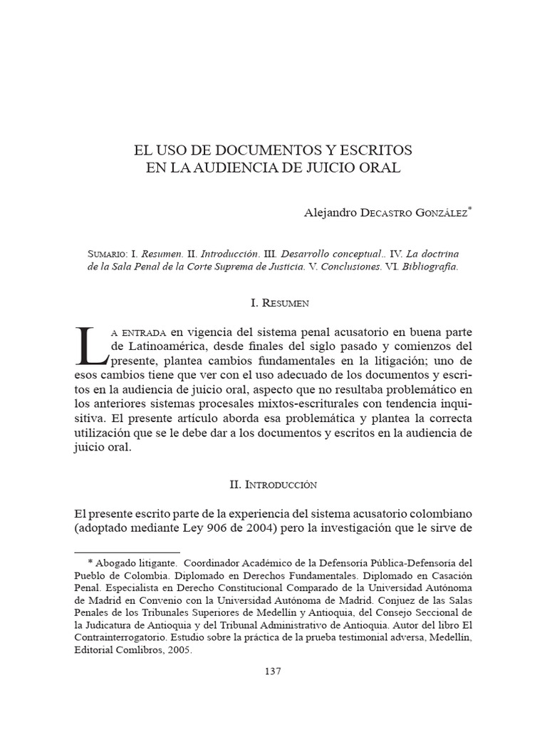 Clase 10 - Decastro Gonzalez - El Uso de Documentos y Escritos en La ...