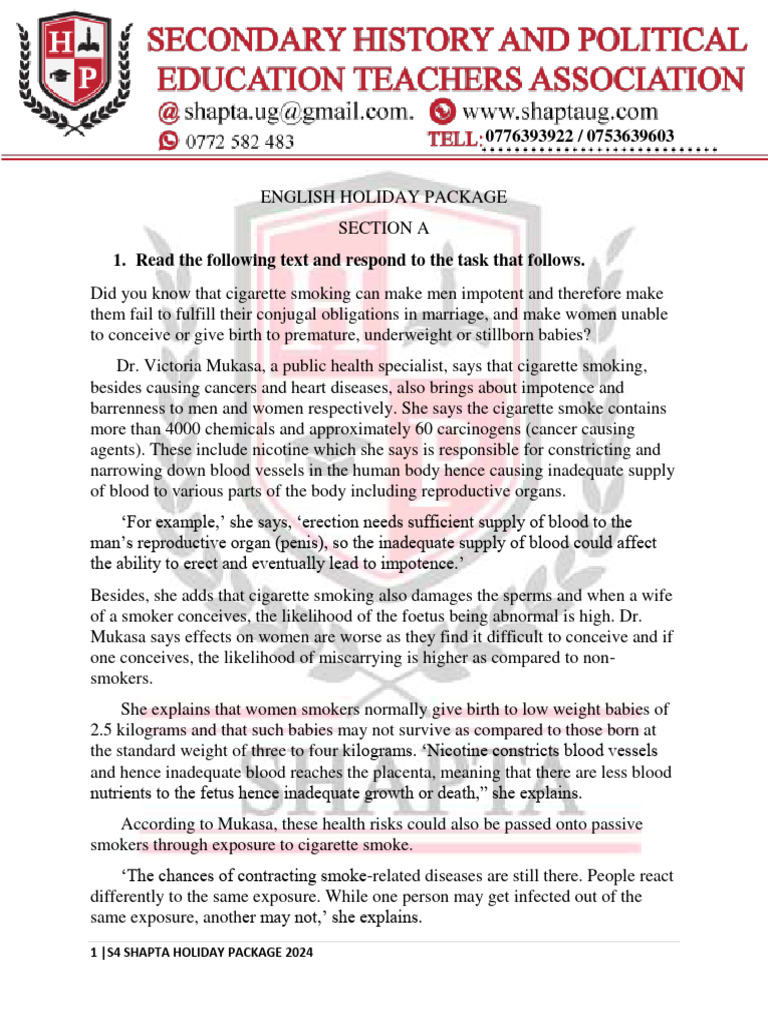 s4 Shapta Holiday Package Original 2024 | PDF | Cancer | Salt (Chemistry)