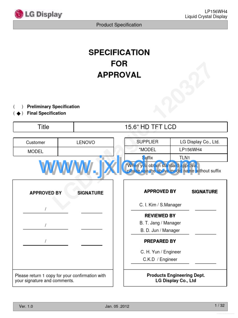 LP156WH4 TLN1 | PDF | Backlight | Liquid Crystal Display