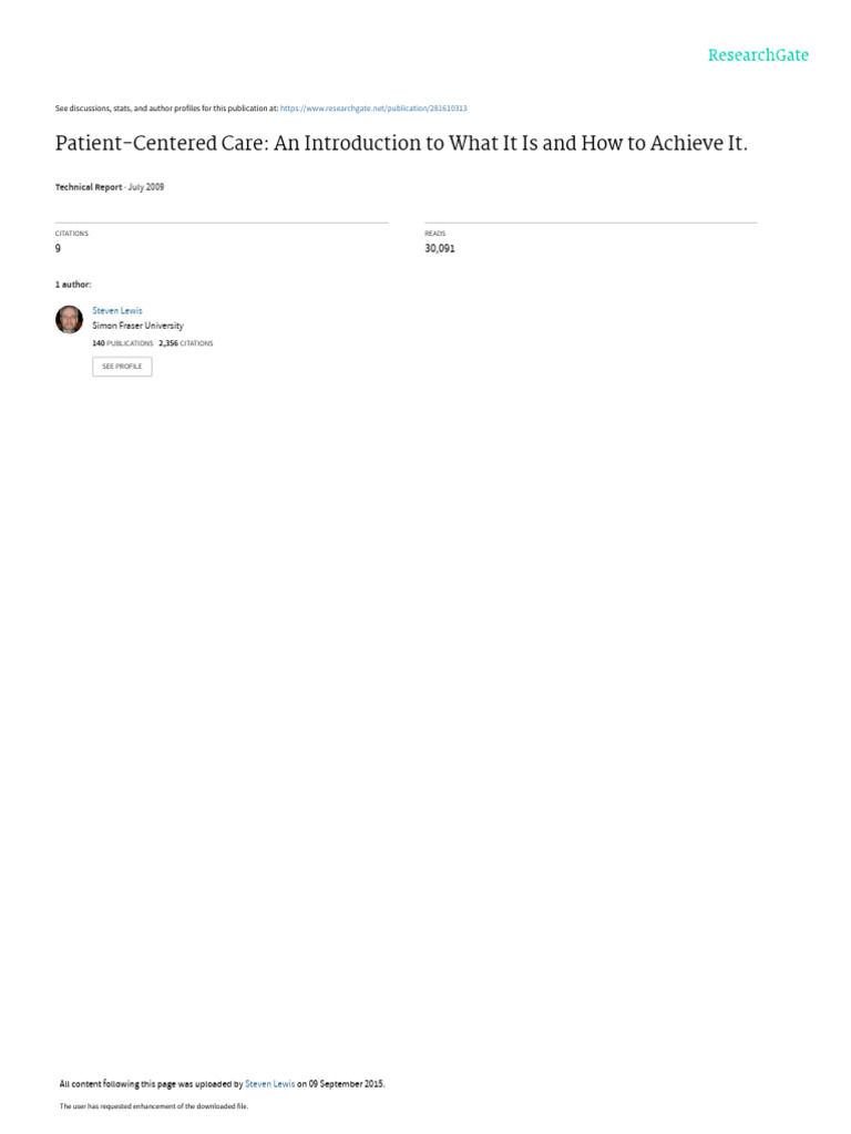 Patient Centred Care Intro | PDF | Health Care | Policy