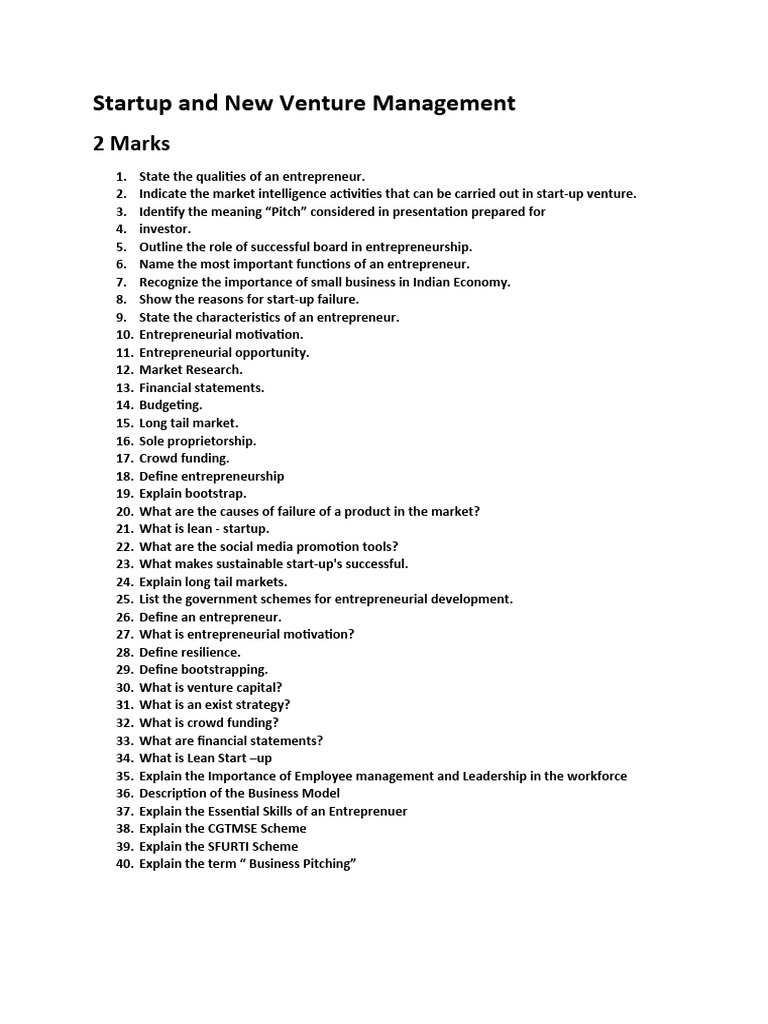 Startup and New Venture Management | PDF | Entrepreneurship | Small ...