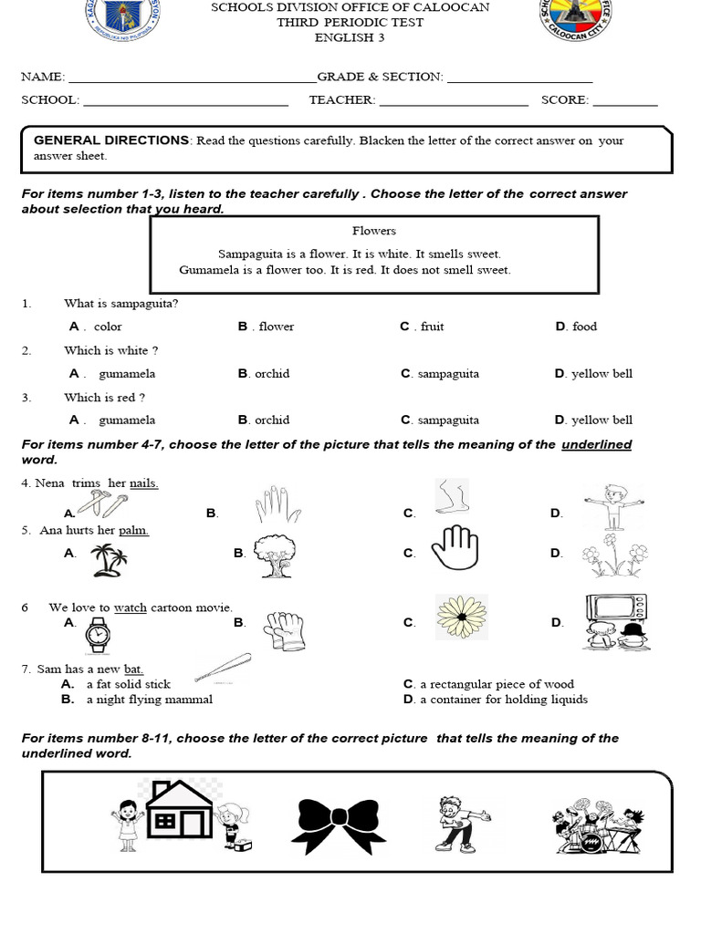 English 3 3rd Periodic Test | PDF