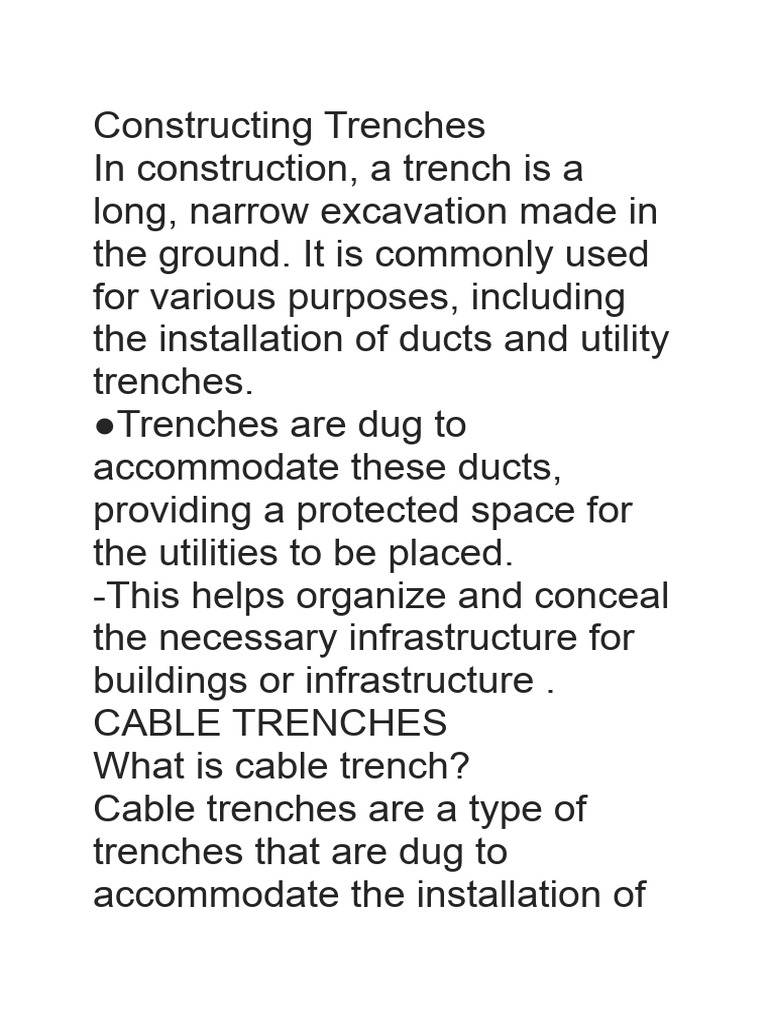 Constructing Cable Trenches | PDF | Trench | Hazards