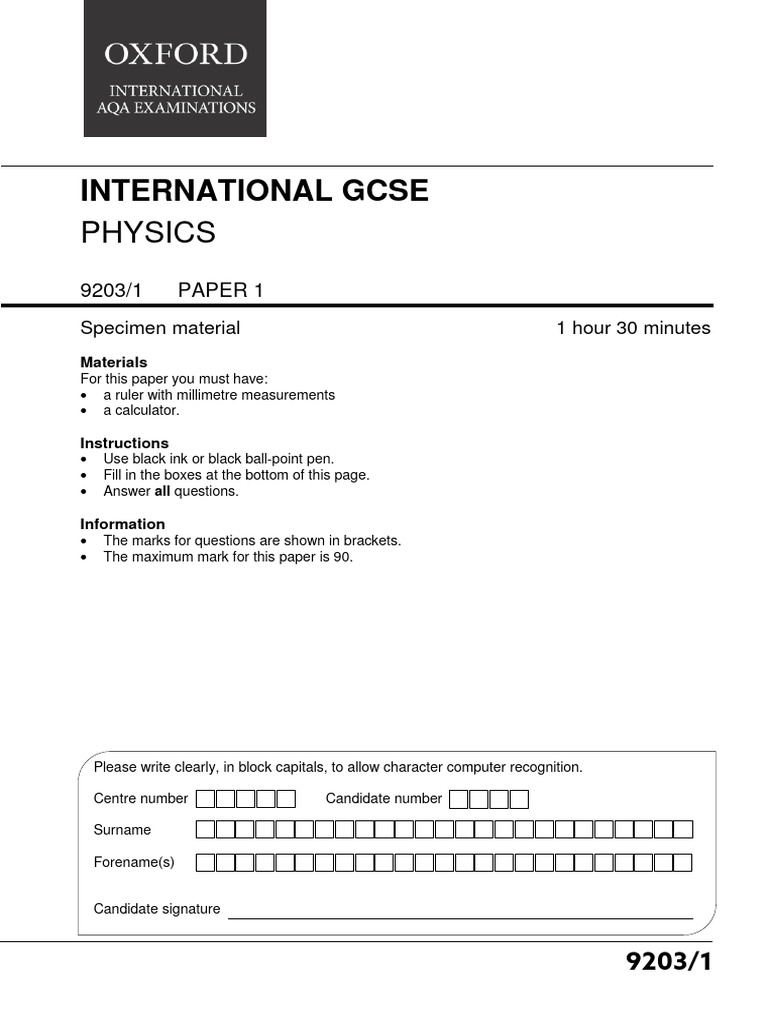 9203 92031 International Gcse Physics Specimen Paper v2 | PDF | Stars ...