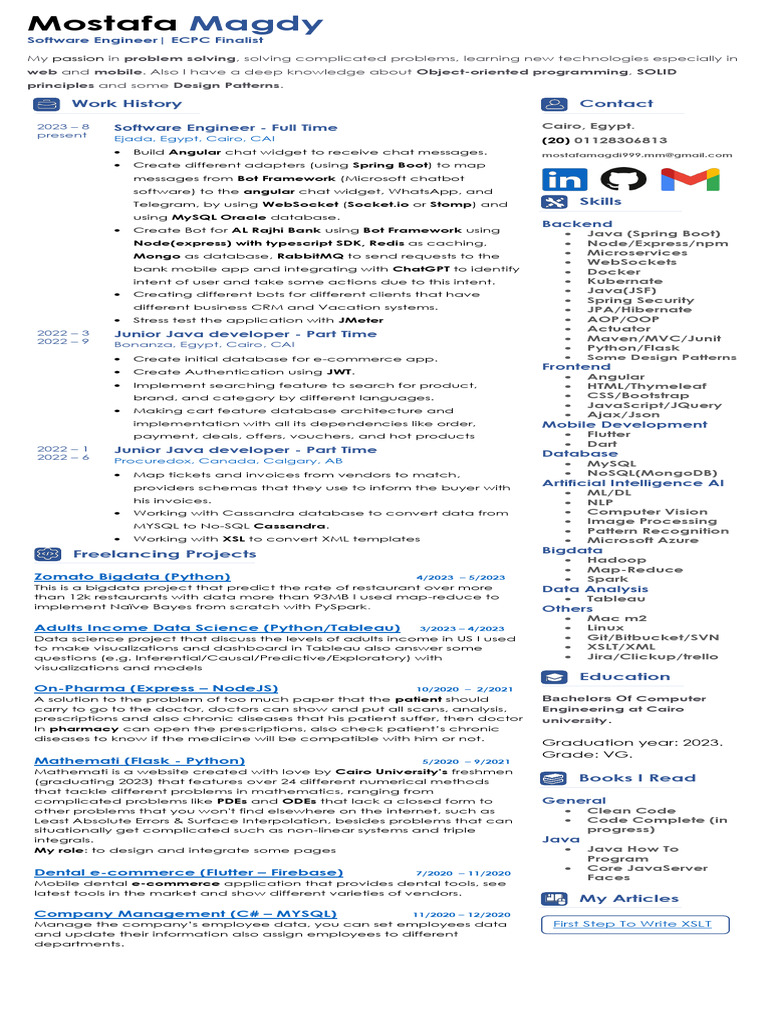 Mostafa Magdy: Software Engineer Portfolio | PDF | Computer Science | Software Development