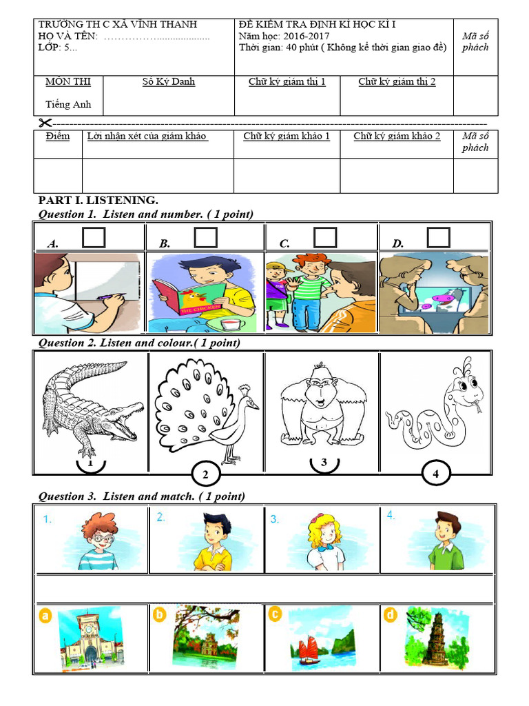 Grade 5 English Exam 2016-2017 | PDF | Foreign Language Studies