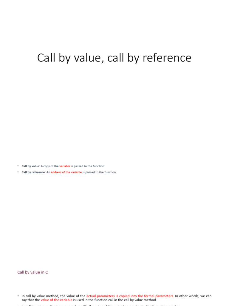 4.4 Call by Value | PDF | Pointer (Computer Programming) | Parameter (Computer Programming)