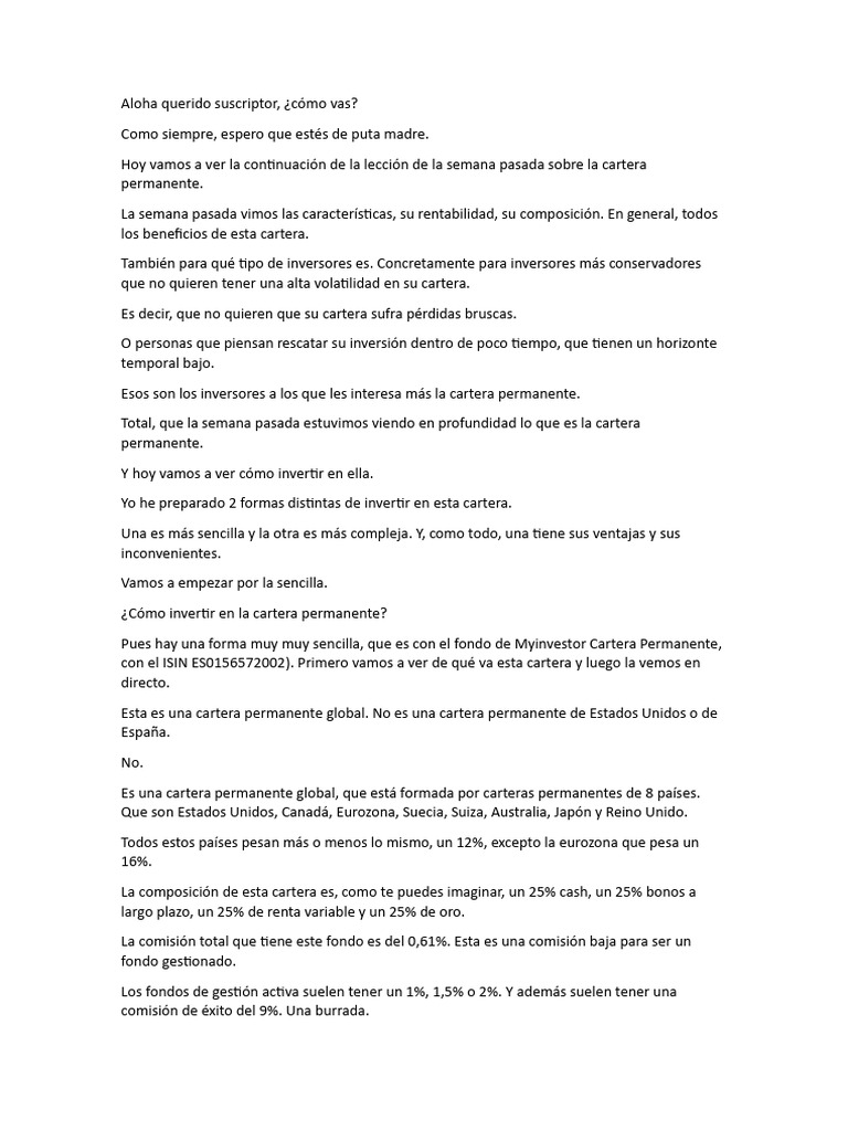 Cómo invertir en la cartera permanente | PDF | Mercado (economía ...