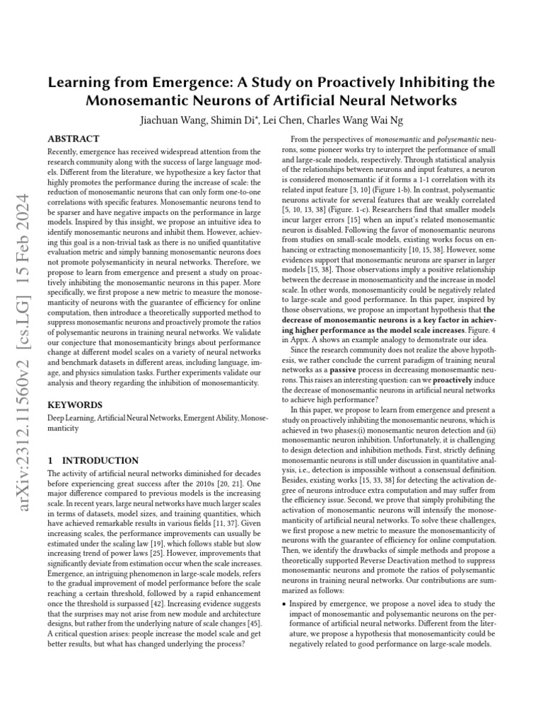 Learning From Emergence: A Study On Proactively Inhibiting The Monosemantic Neurons of ...