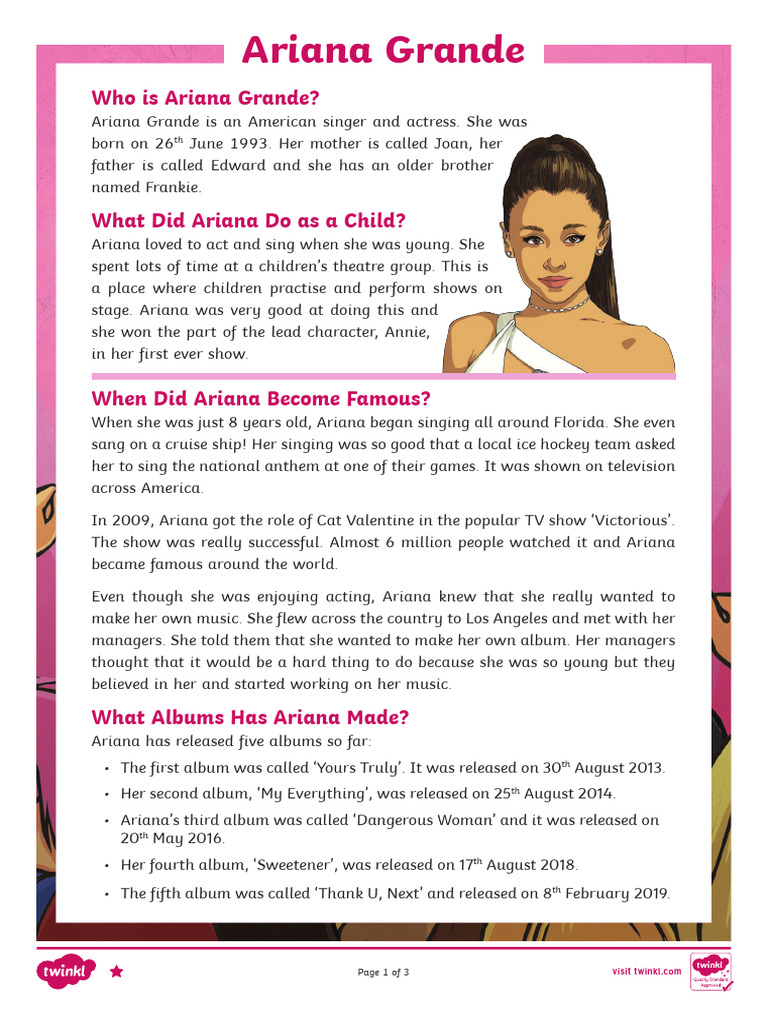 Ariana Grande Reading Comprehension | PDF | Recorded Music