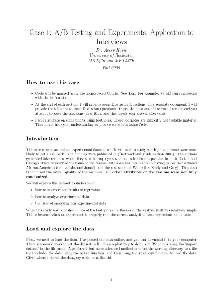 A/B Testing in Job Applicant Analysis | PDF | Errors And Residuals ...