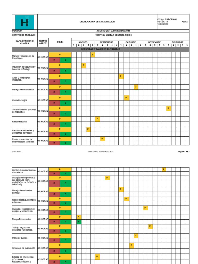Sst-cr-001 Cronograma de Capacitación | PDF | La seguridad