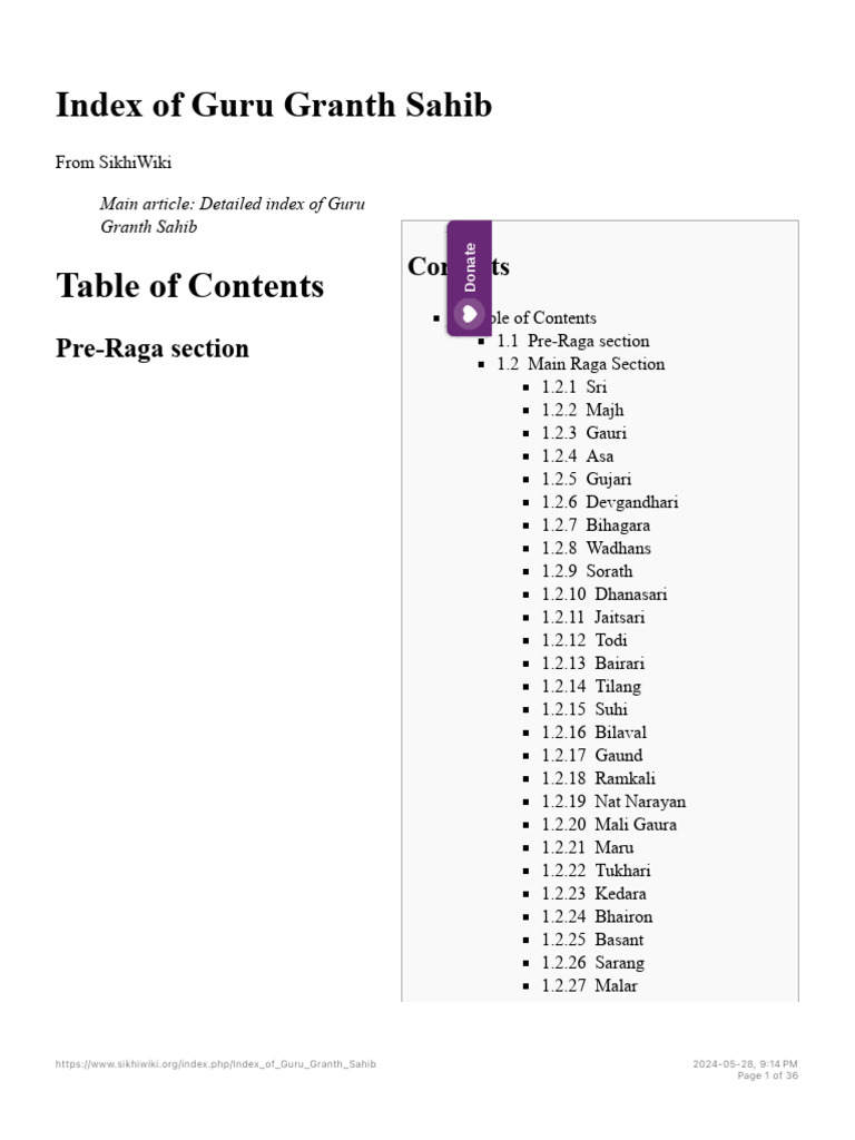 Index of Guru Granth Sahib - SikhiWiki, Free Sikh Encyclopedia. | PDF | Guru Granth Sahib ...
