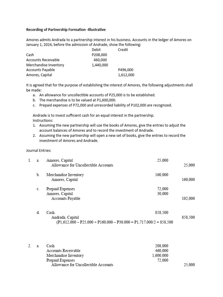 2 Recording of Partnership Formation (FS) Illustrative - 2024 | PDF ...