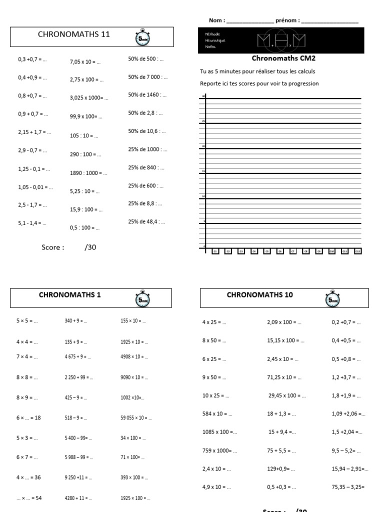 CHRONOMATHS Livret CM2 | PDF
