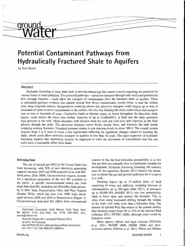 2012 - Myers - Potential Contaminant Pathways From Hydraulically ...