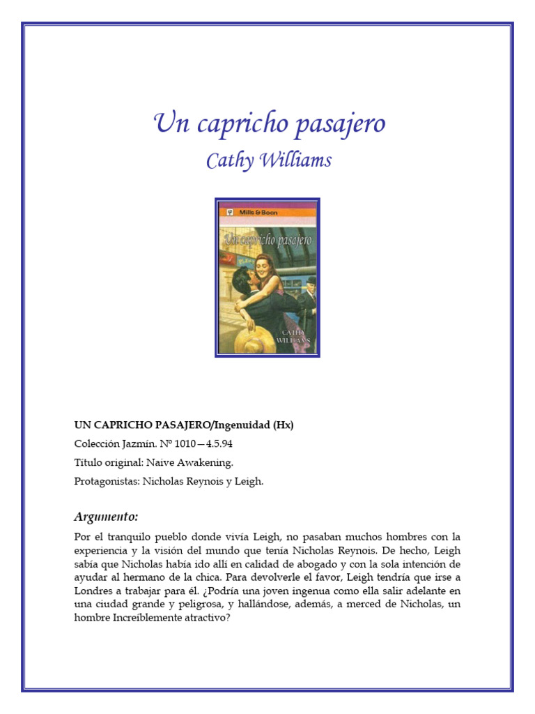 Cathy Williams - Un Capricho Pasajero | PDF | Jacob