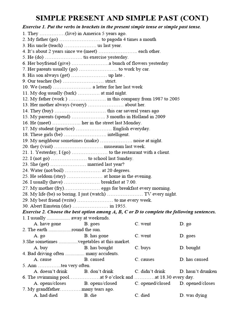 Simple Present and Simple Past (Cont) | PDF | Grammar | Linguistics