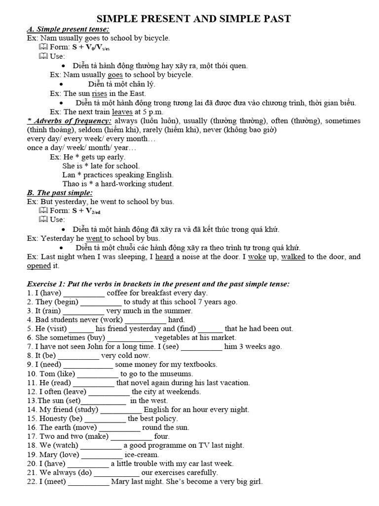 Simple Present And Simple Past Pdf Linguistics Grammar