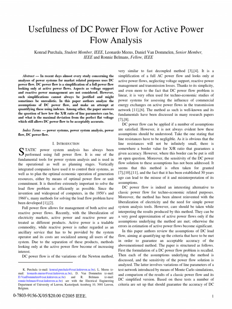 Usefulness of DC Power Flow For Active Power Flow Analysis | PDF | Electricity | Electrical ...
