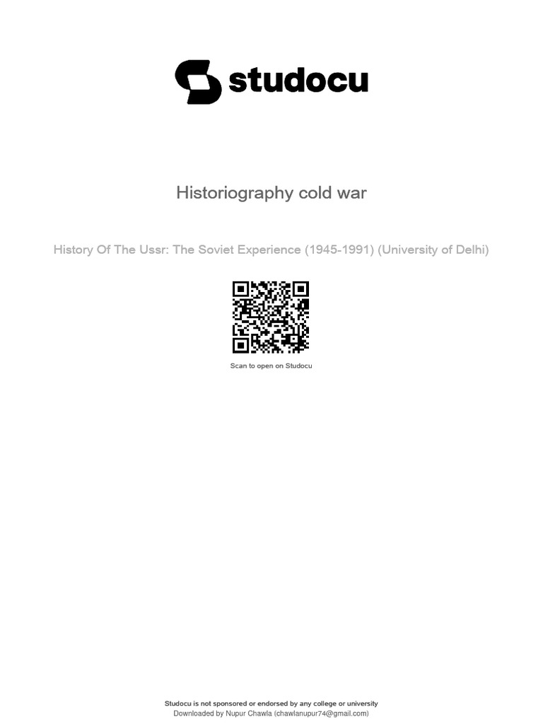 Historiography Cold War | PDF | Cold War | Soviet Union