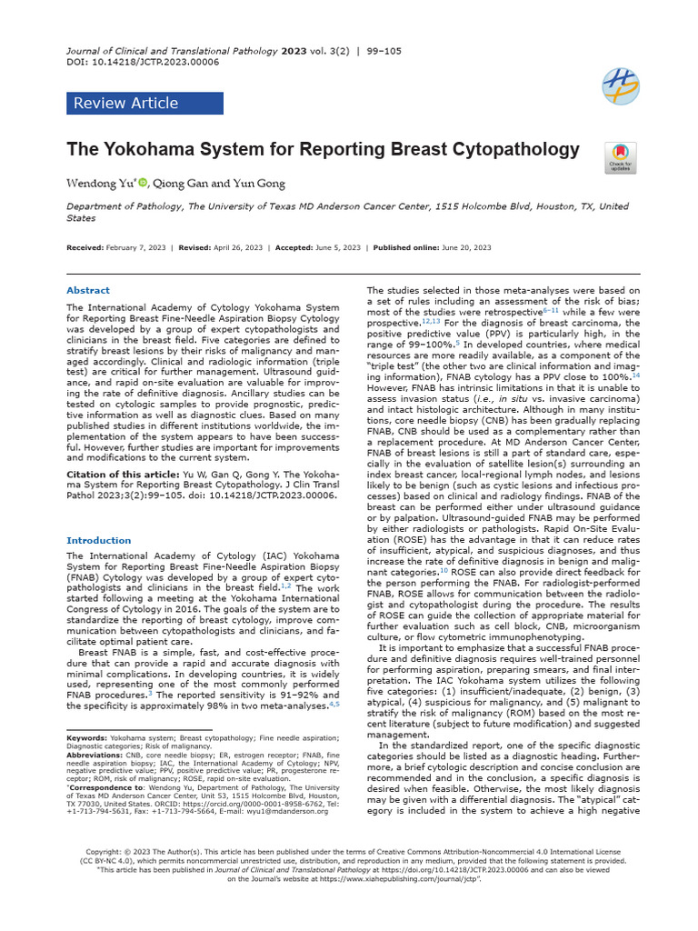 The Yokohama System For Reporting Breast Cytopathology | Download Free ...