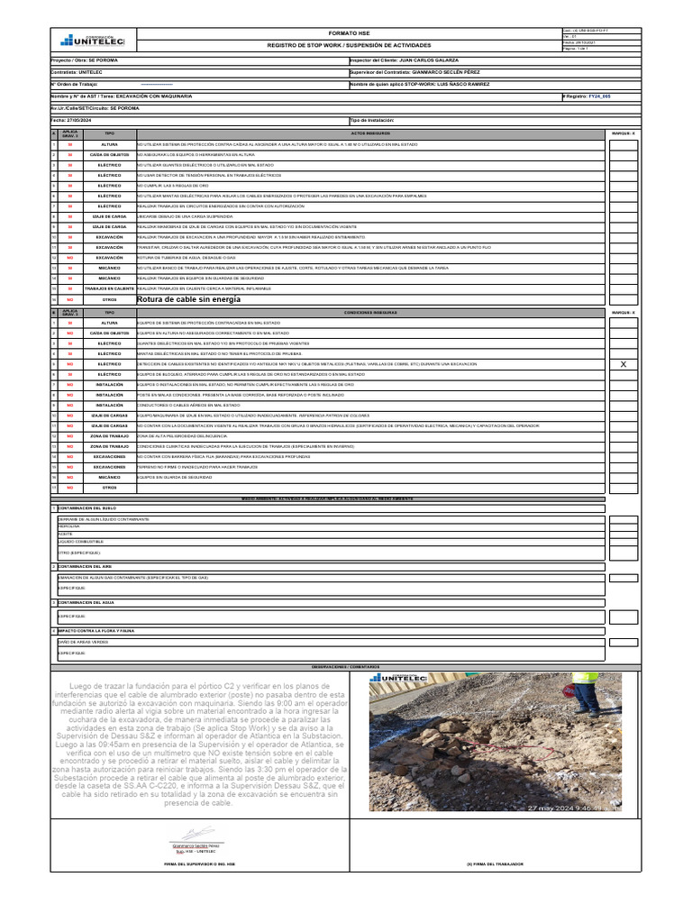 UNI-SGS-FO-F7 Registro de Stop Work | PDF | Contaminación | Ciencias de la Tierra