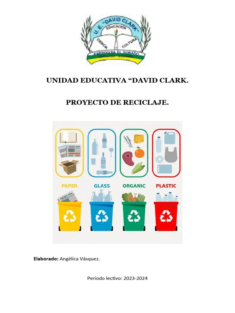 Proyecto de Reciclaje. | PDF | Reciclaje | Residuos