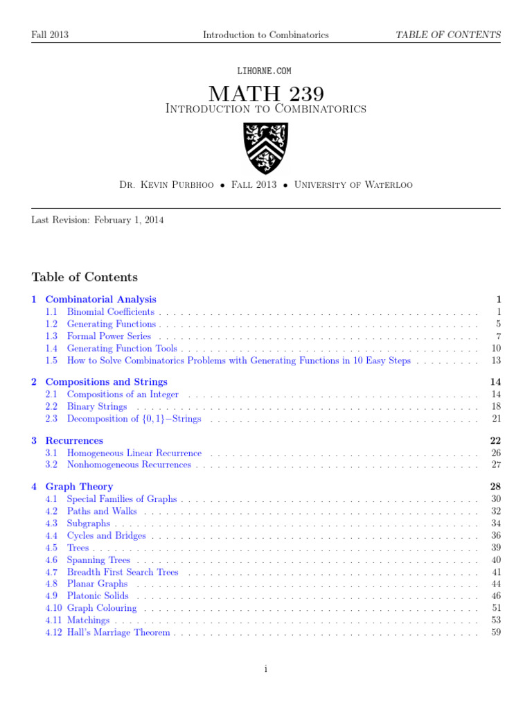 Math 239 | PDF | Combinatorics | Summation