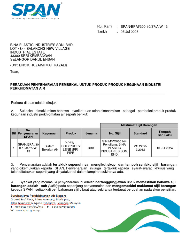 BBB PPR Pipe Span 100724 | PDF