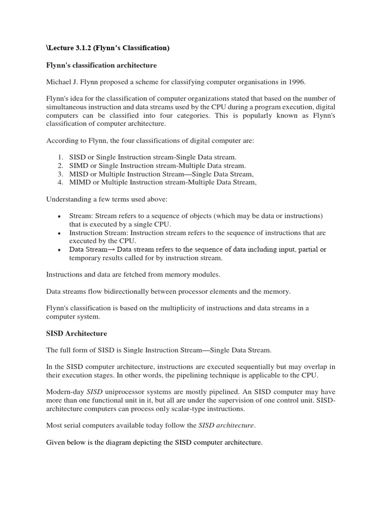 Flynn's Classification 3.1.2 | PDF | Central Processing Unit ...