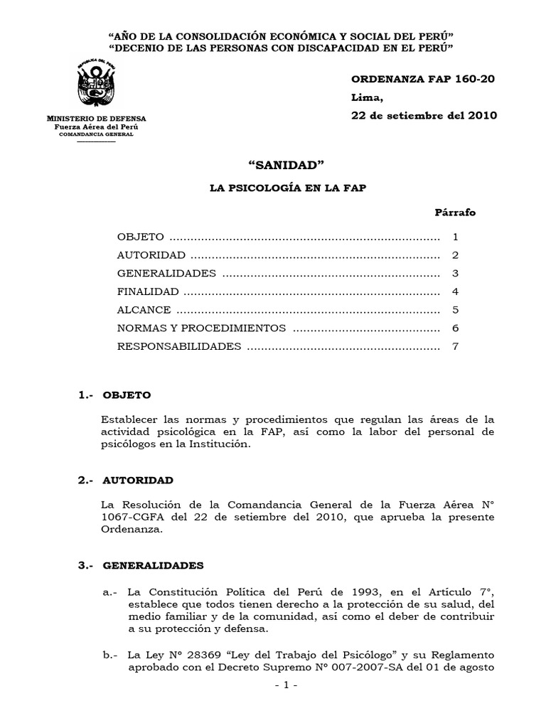 ORD - FAP - 160 - 20 La Psicologia en La Fap | PDF | Sicología | Comportamiento