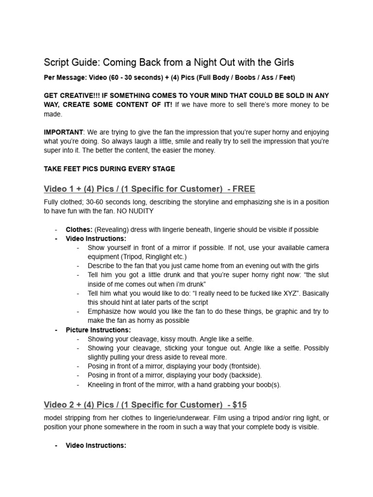 Seductive Night Out Content Guide | PDF | Selfie