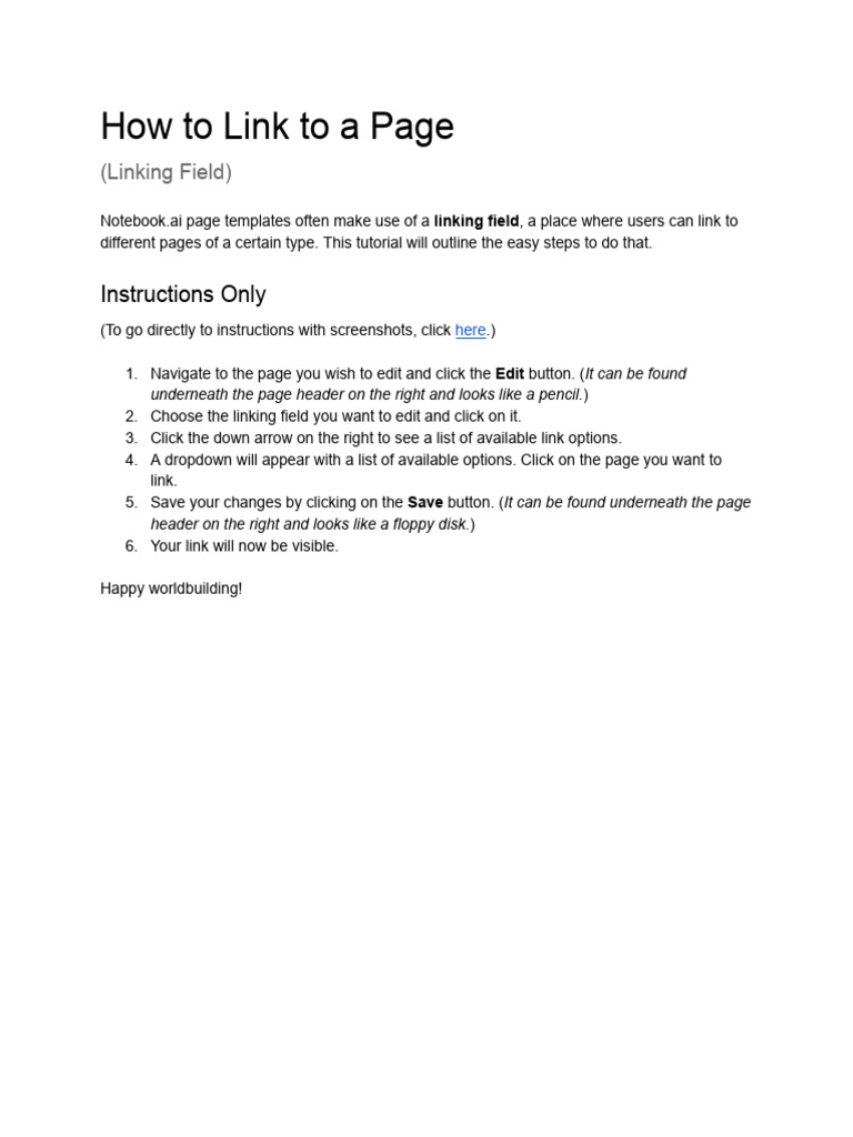 How to Link Pages in Notebook.ai | PDF