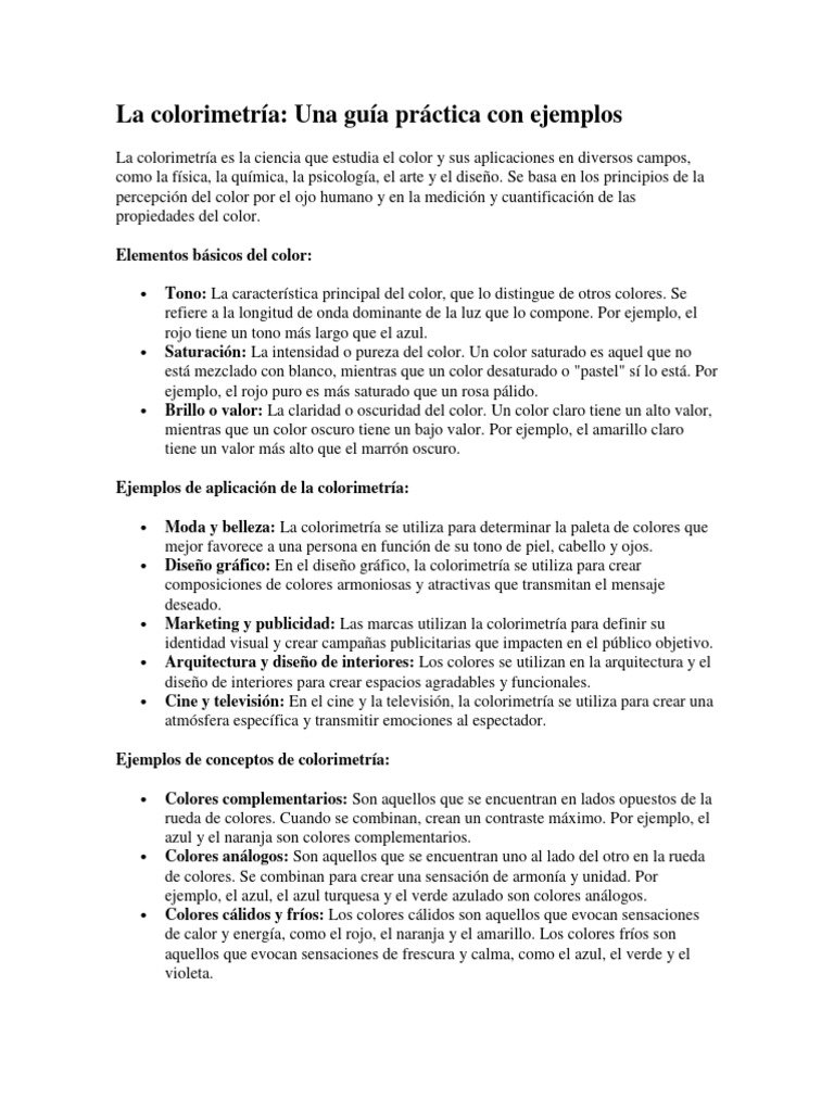 Guía Práctica de Colorimetría | PDF | Color | Matiz