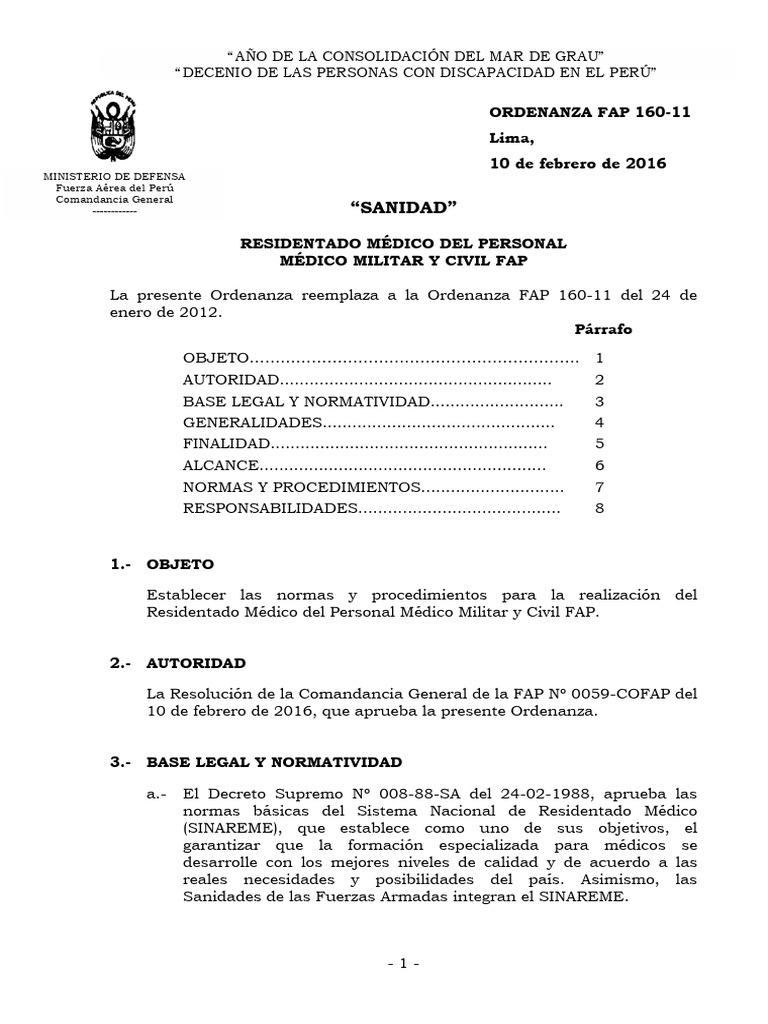 ORD - FAP - 160 - 11 - 2016 Residentado | PDF | Hospital | Medicina