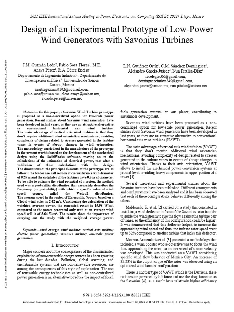 Design of An Experimental Prototype of Low-Power Wind Generators With ...