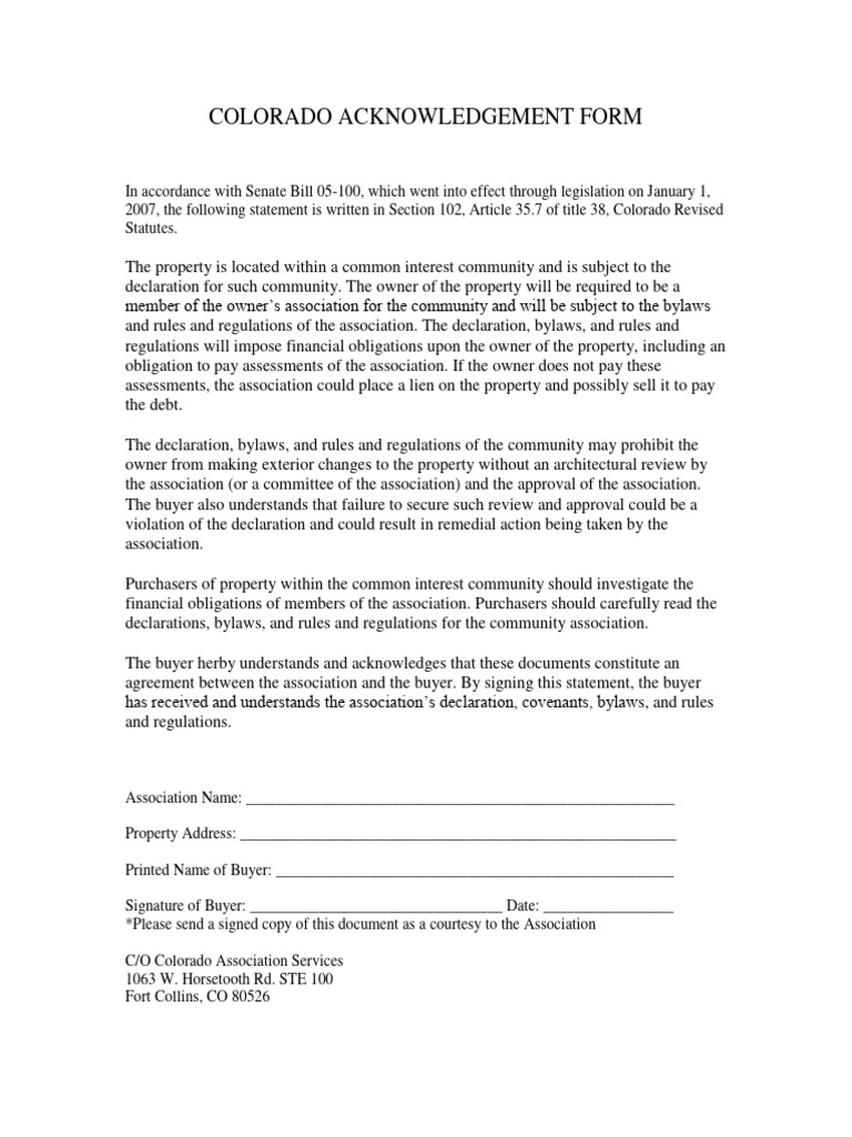 Acknowledgement Form (COL) | PDF | Law