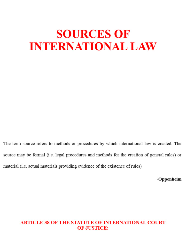 Sources of International Law | PDF | International Law | Treaty