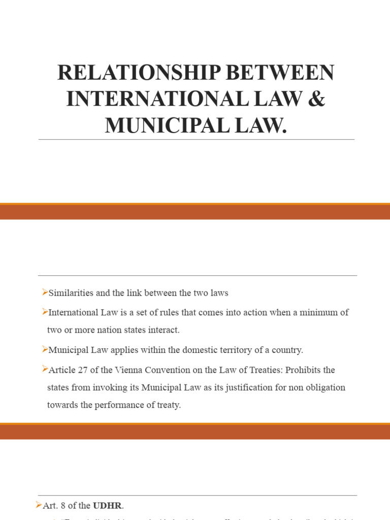 Relationship Between International Law & Municipal Law. | PDF | International Law | Monism