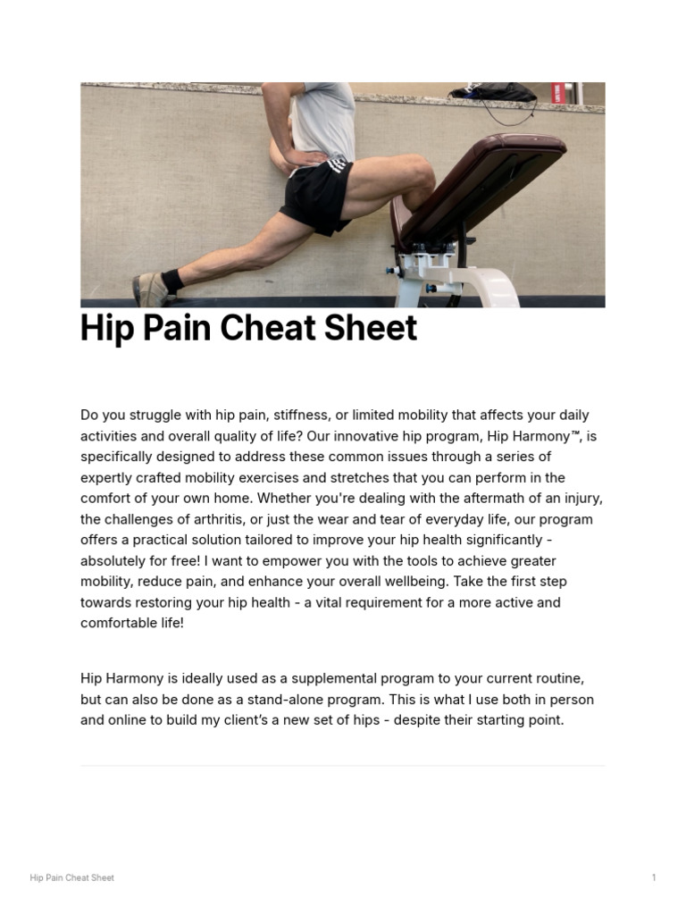 Hip Pain Cheat Sheet | PDF | Anatomical Terms Of Motion | Hip