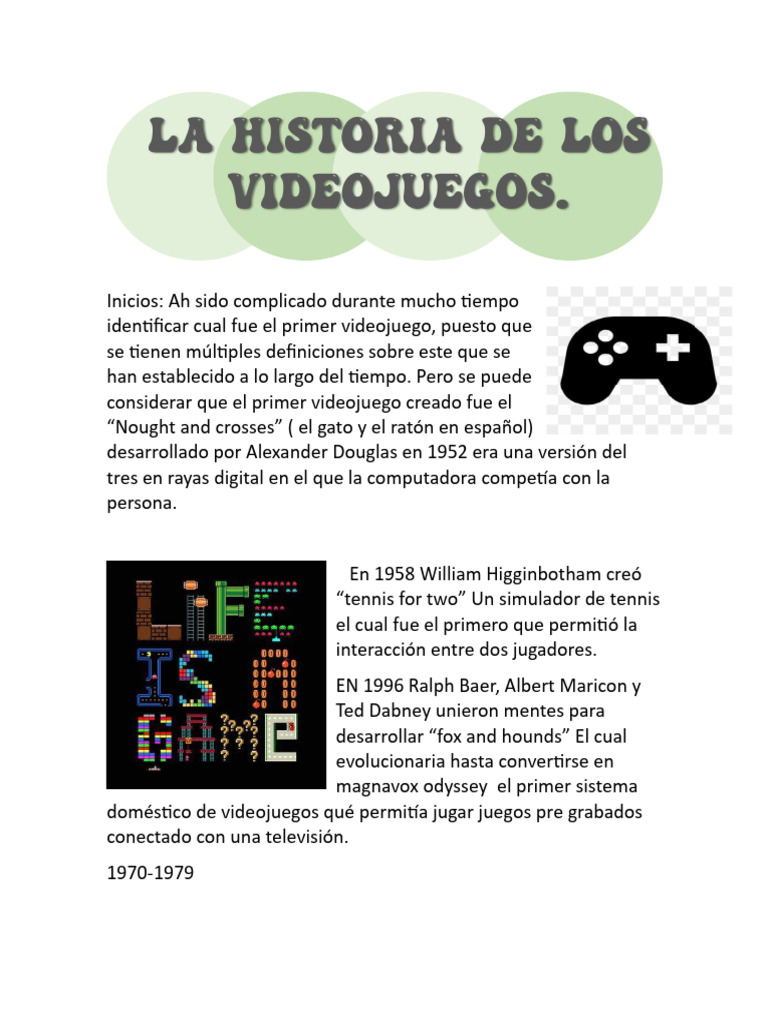 Evolución de los Videojuegos: 1952-2000s | PDF | Videojuegos | Nintendo