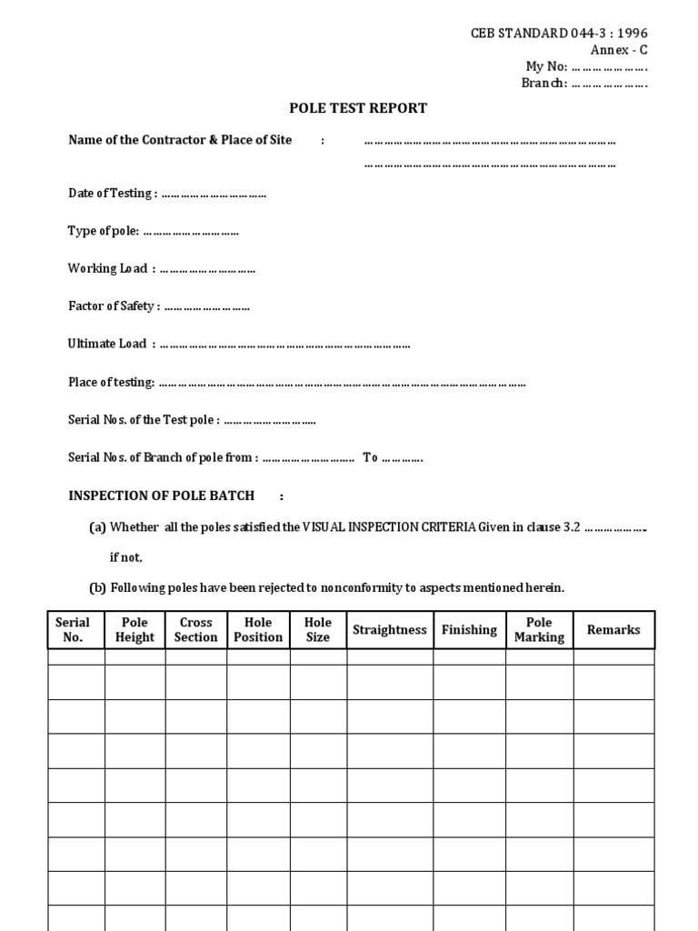 Pole Testing Report and Inspection Summary | PDF