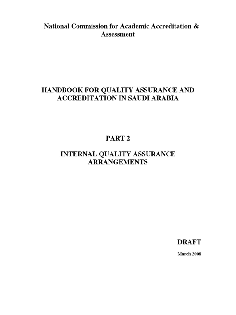 Handbook For Quality Assurance Part 2 | PDF | Evaluation | Strategic ...