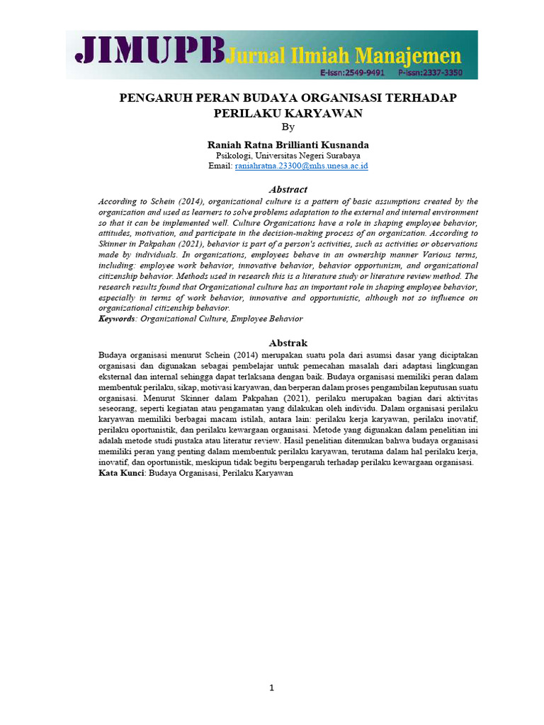 23H - 300 - Raniah Ratna Brillianti Kusnanda - JIMUPB - UNESA | PDF