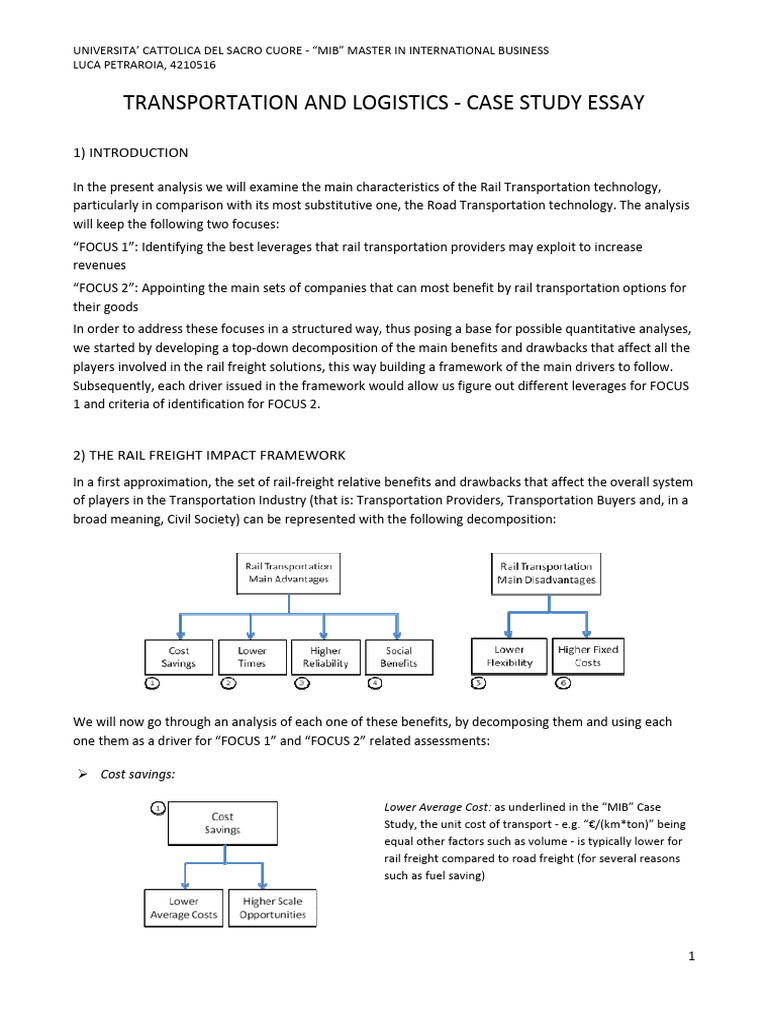 Transportation and Logistics Essay Maste | PDF | Logistics | Supply Chain